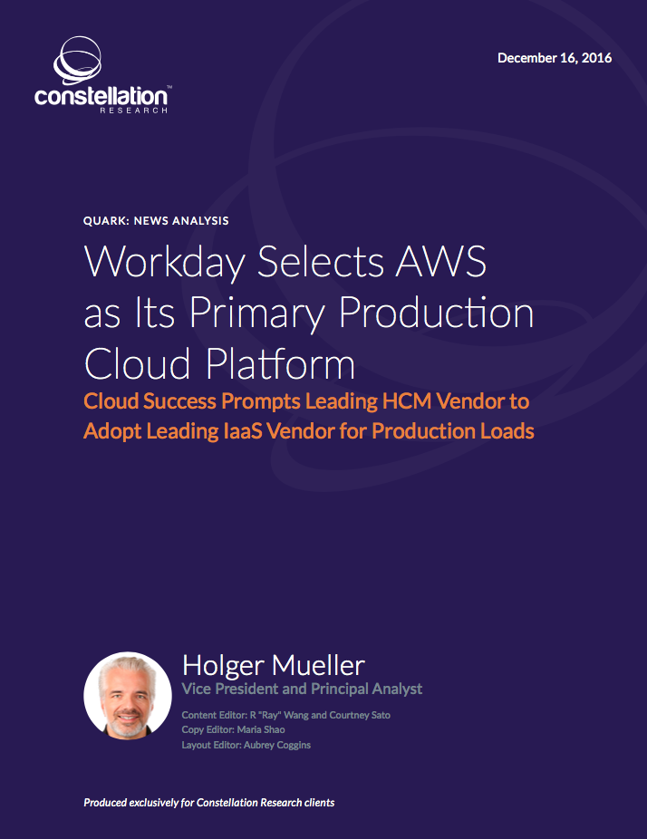 Workday Selects AWS as Its Primary Production Cloud Platform ... Workday Selects AWS as Its Primary Production Cloud Platform ...